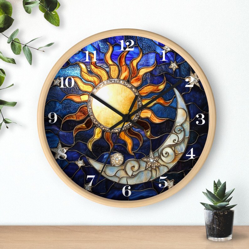 Celestial Sun and Moon Wall Clock: Cosmic Timepiece for Astronomy ...