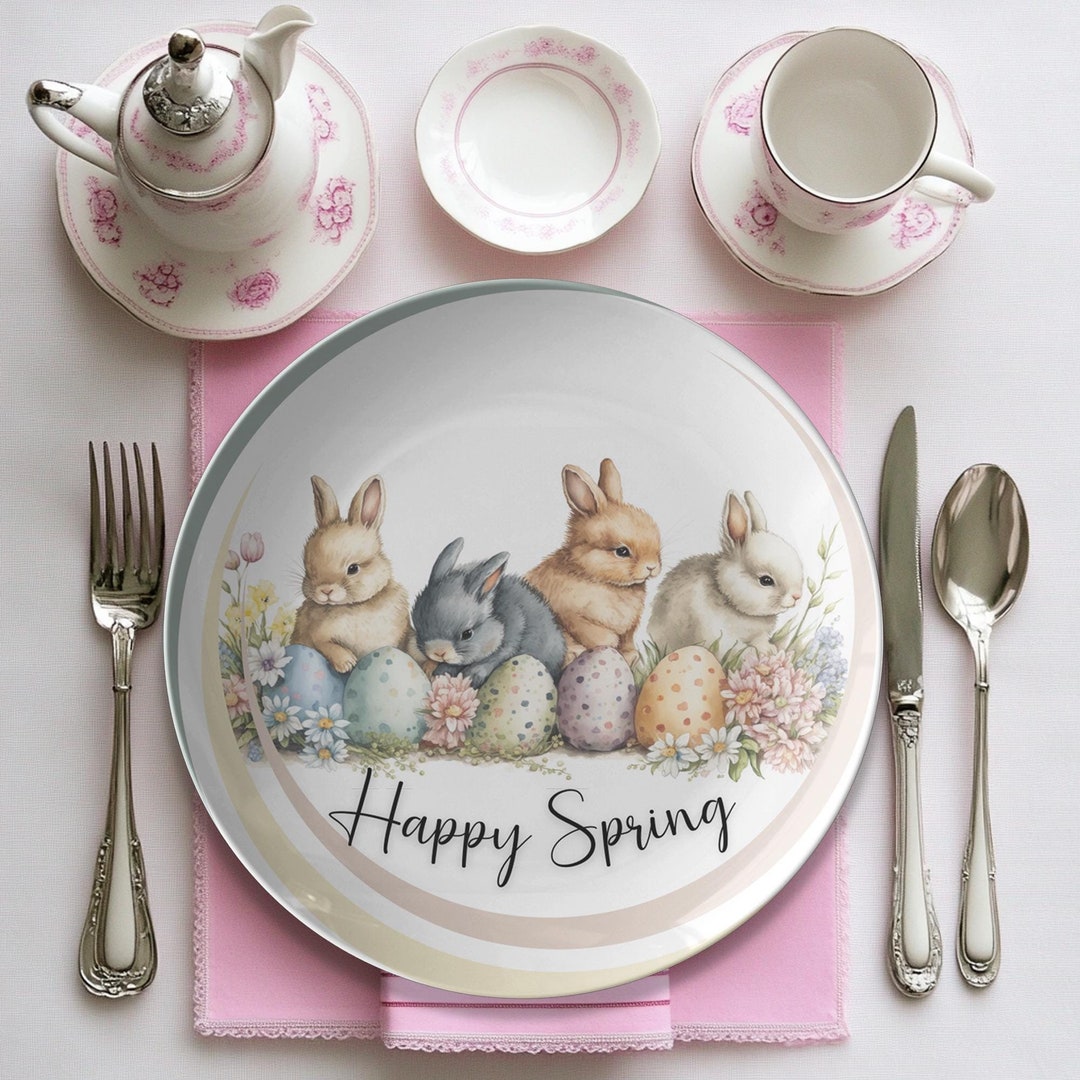 Easter Bunny Spring Plate: Festive Dinnerware for Holiday Meals, Pastel ...