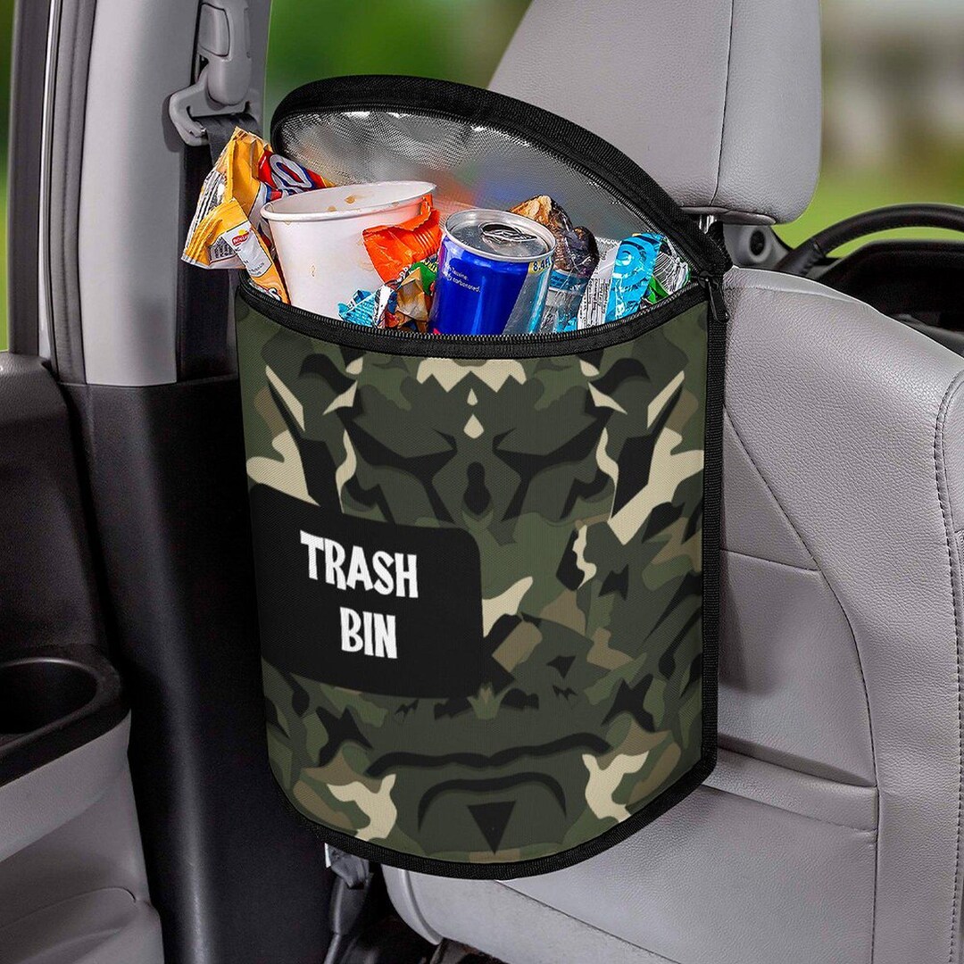 Camo Trash Bin, Camouflage Foldable Automobile Waste Container: Compact ...