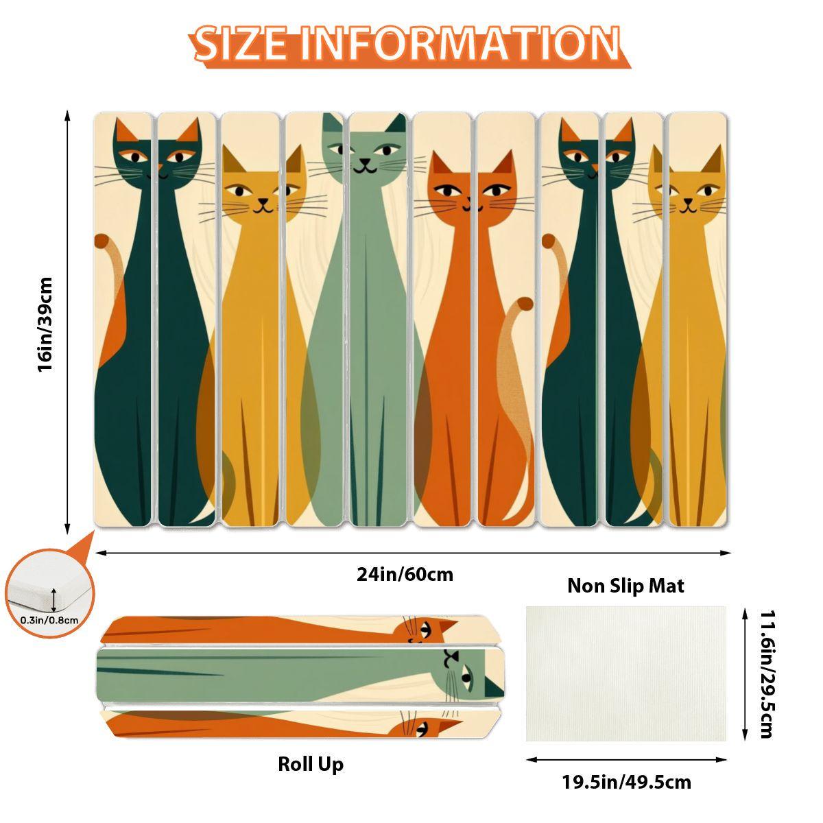 Vintage-inspired Feline Dish Drying Pad: Absorbent Kitchen Counter ...