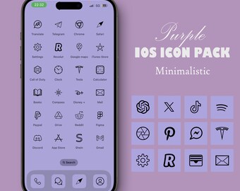 IPhone Icon Pack Deep Purple Ios Minimalist App Icons Pack Original ...