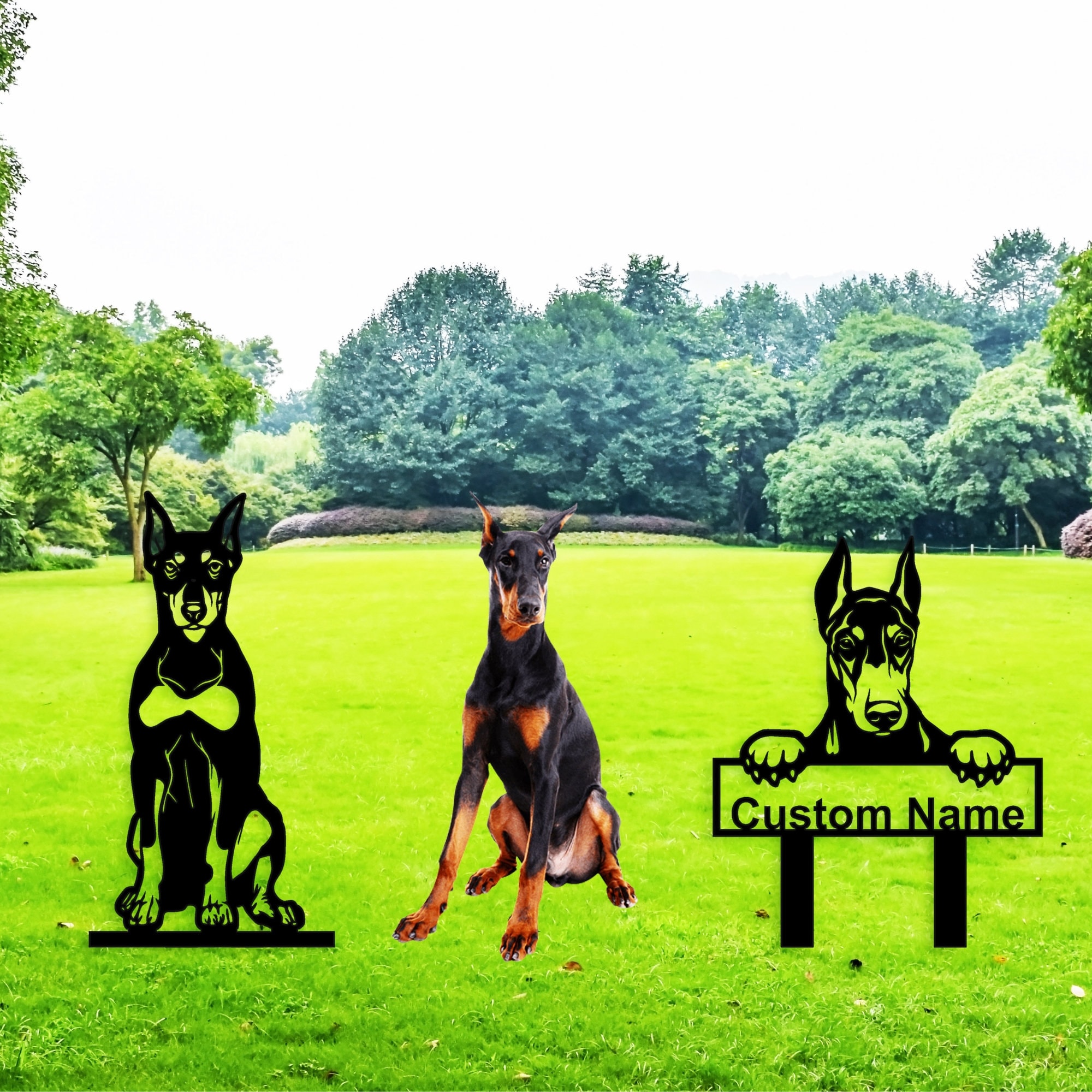Doberman Dog Metal Garden Decor Metal Outdoor Sign Custom - Etsy