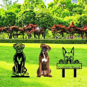Boxer Dog Metal Outdoor Sign, Custom Dog Portrait, Personalized Dog ...