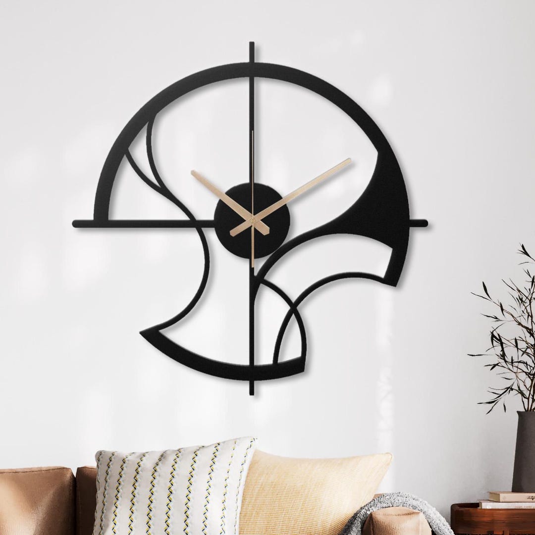 Modern Abstract Metal Wall Clock, Geometric Art Decor - Etsy
