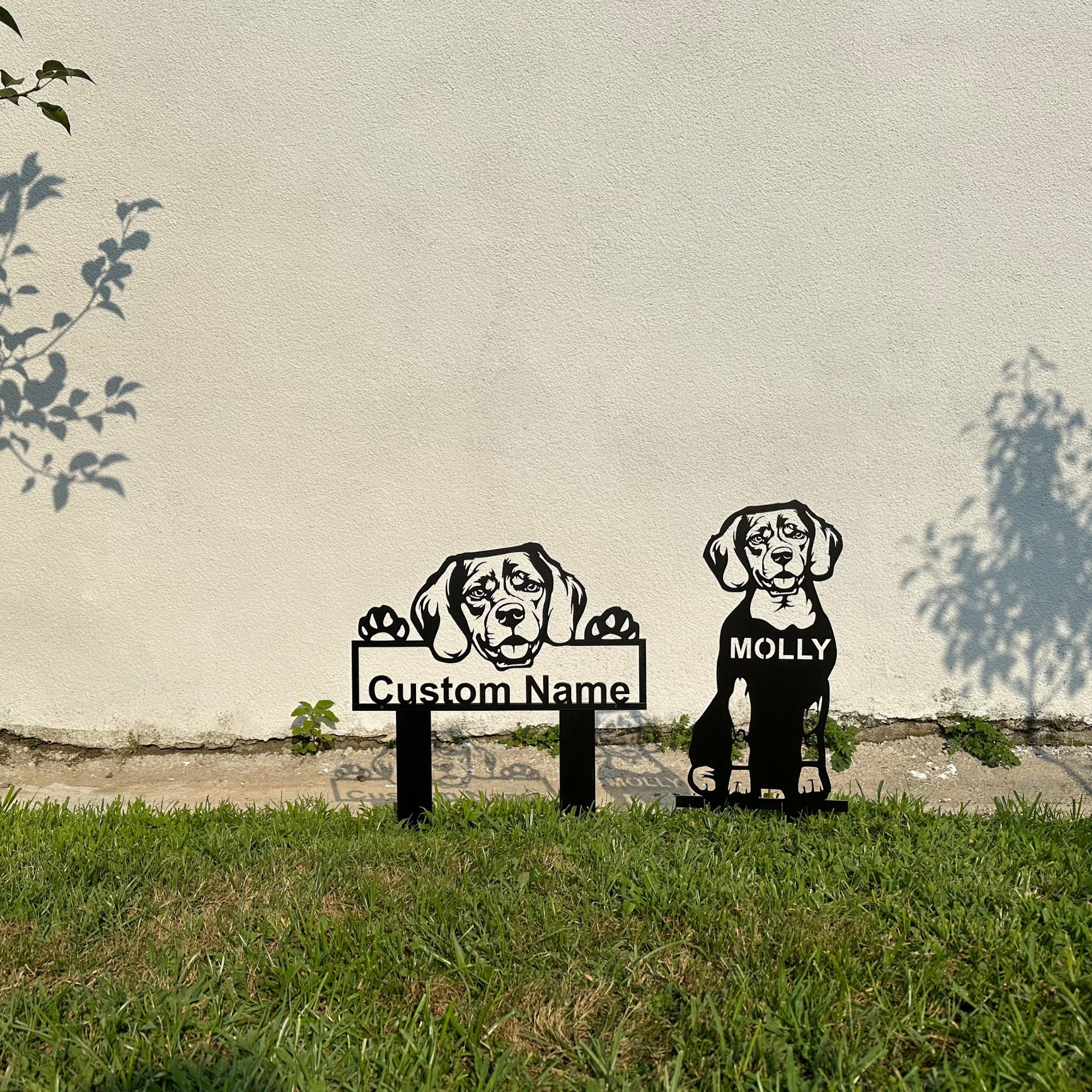 Beagle Dog Metal Garden Decor, Custom Metal Outdoor Sign, Beagle Garden ...
