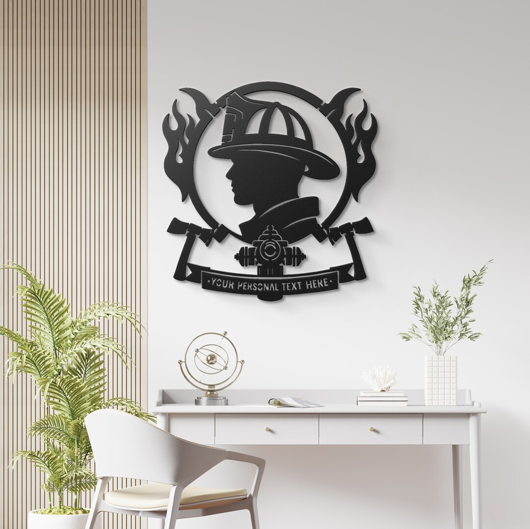 Personalized Firefighter Hero Metal Wall Art Custom Fire Service Decor ...