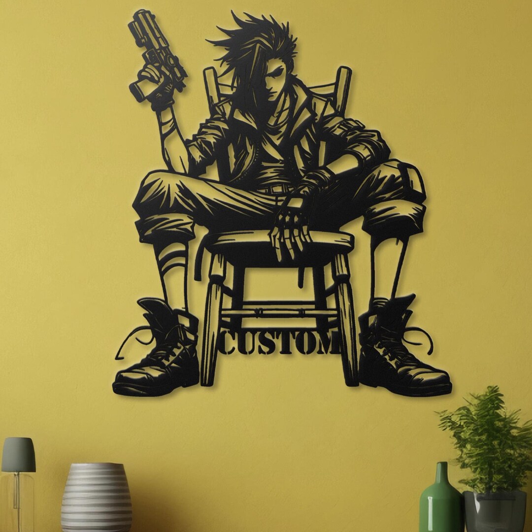Punk Rebel Custom Metal Wall Art, Edgy Gun Silhouette Decor ...