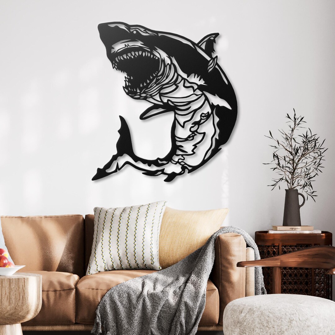 Shark Metal Wall Art, Ocean Life Decor, Modern Sea Animal Wall Art ...