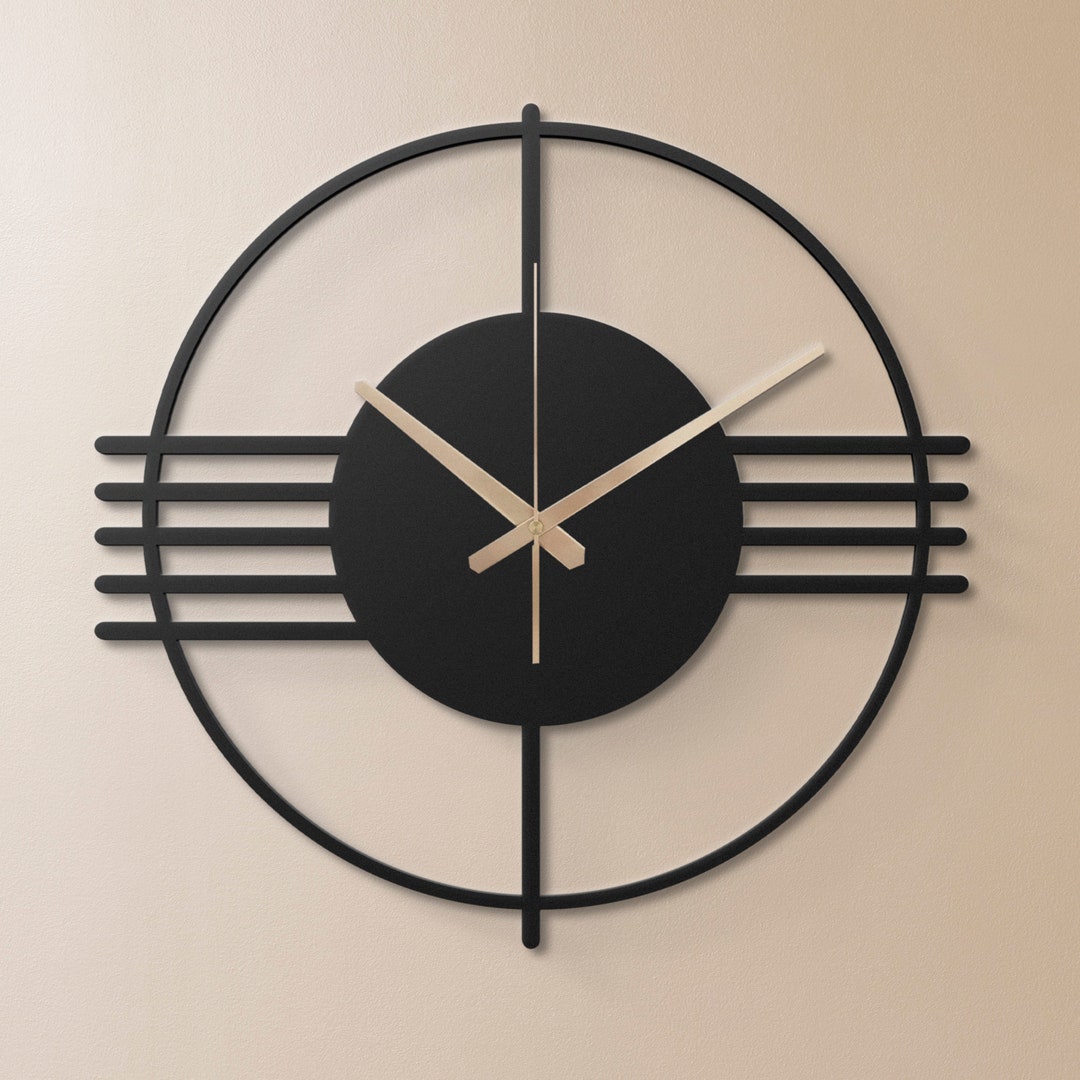 Minimalist Large Metal Wall Clock, Modern Line Metal Wall Clock ...