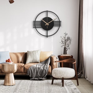 Minimalist Large Metal Wall Clock, Modern Line Metal Wall Clock ...
