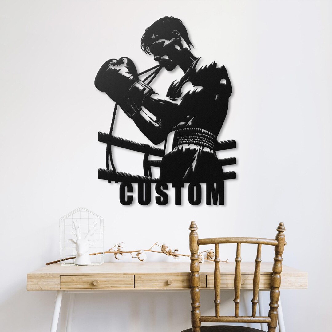 Boxing Metal Wall Art, Custom Gym Decor, Man Cave Sports Wall Art ...