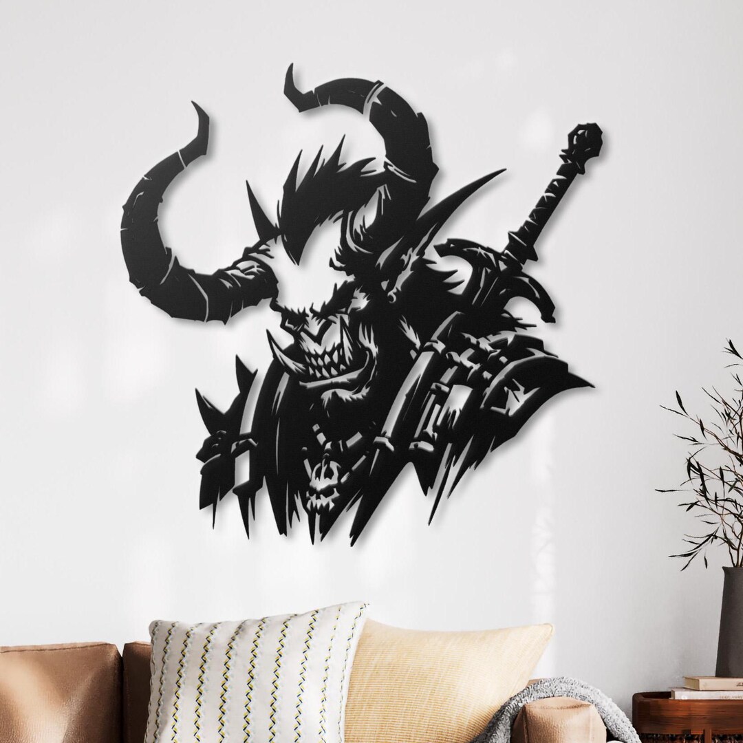 Orc Warrior Metal Wall Art, Gothic Gaming Room Decor - Etsy