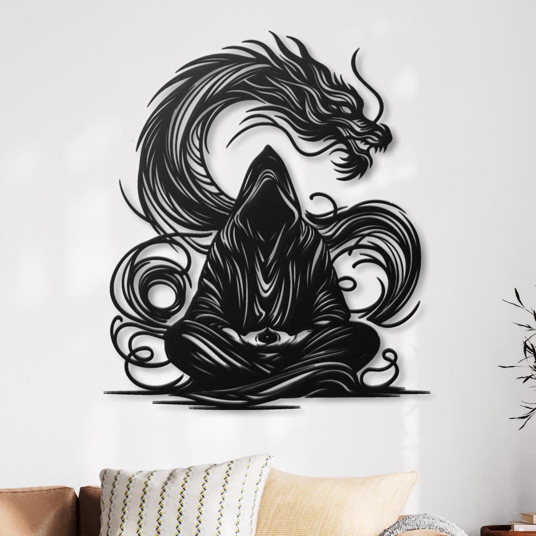 Zen Master Dragon Metal Wall Art, Meditation Decor, Spiritual Art, Yoga ...