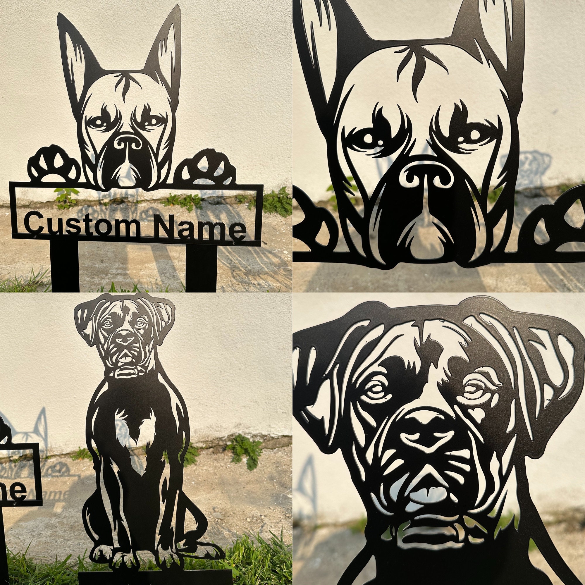 Boxer Dog Metal Outdoor Sign, Custom Dog Portrait, Personalized Dog ...