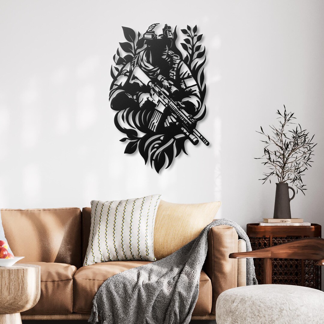 Soldier Metal Wall Art, Tactical Military Metal Wall Decor, Sniper ...