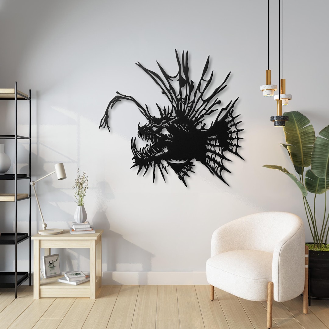 Angler Fish Metal Wall Art, Ocean Theme Decor, Coastal Home Decor ...