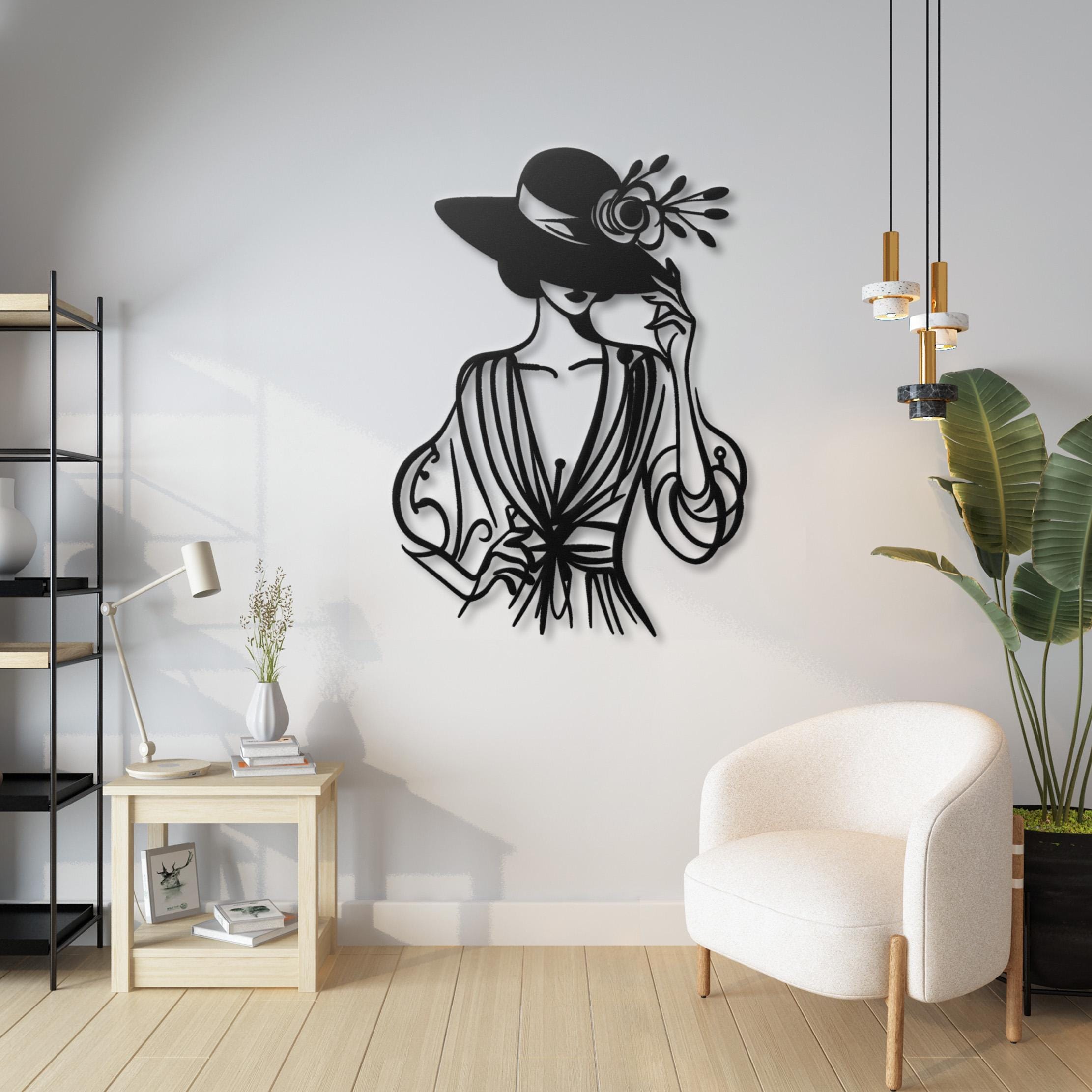 Elegant Woman Metal Wall Art | Lady in Hat Decor | Vintage Chic Decor ...