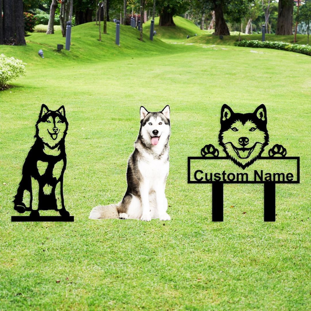 Siberian Husky Dog Metal Outdoor Decor for Garden Art, Sympathy Gift ...