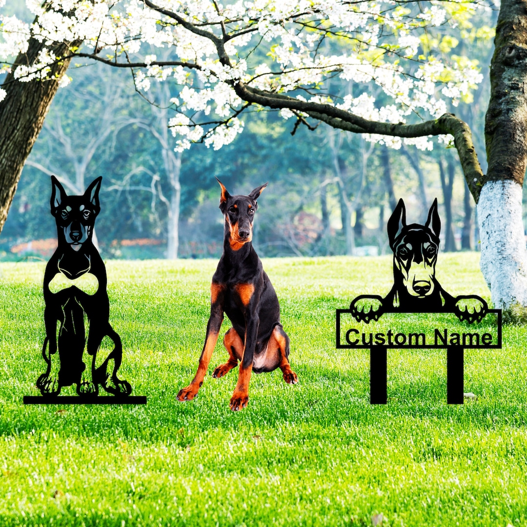 Doberman Dog Metal Garden Decor, Metal Outdoor Sign, Custom Dobermann ...