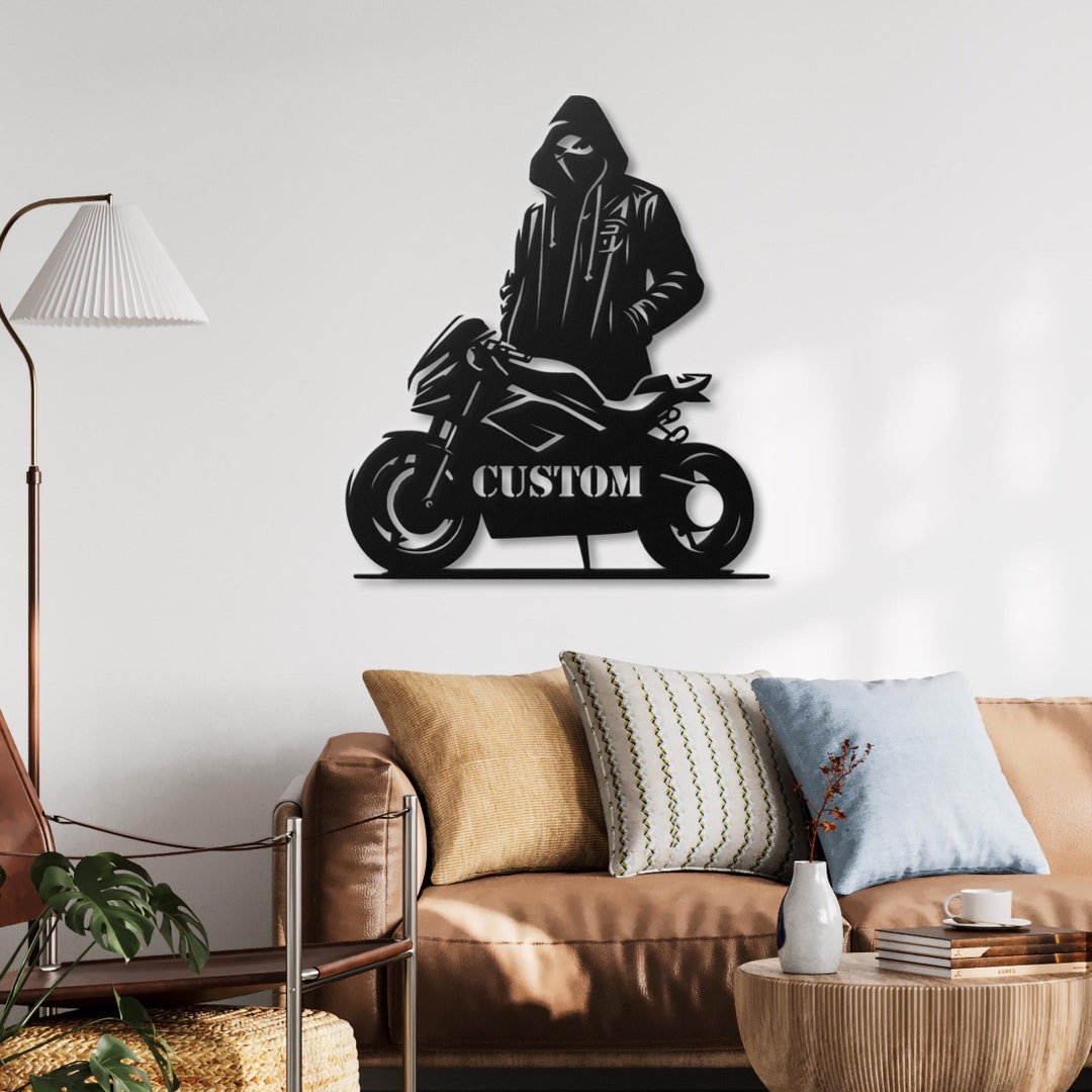 Customizable Motorcycle Rider Metal Wall Art, Personalized Motorcycle ...
