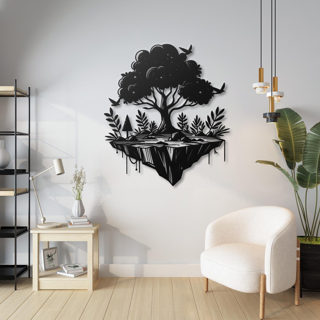 Floating Tree Metal Wall Art, Nature Inspired Metal Wall Sculpture ...