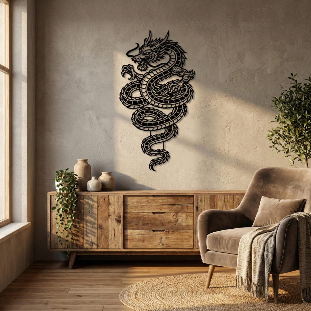 Majestic Dragon Metal Art, Asian Mythology Wall Art, Traditional ...