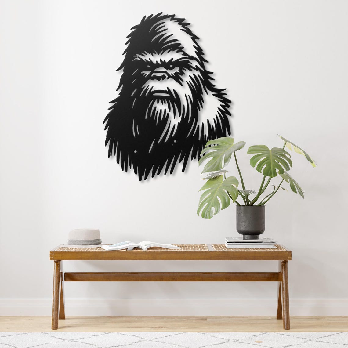Metal Bigfoot Wall Art, Sasquatch Silhouette Decor, Yeti Rustic Home ...