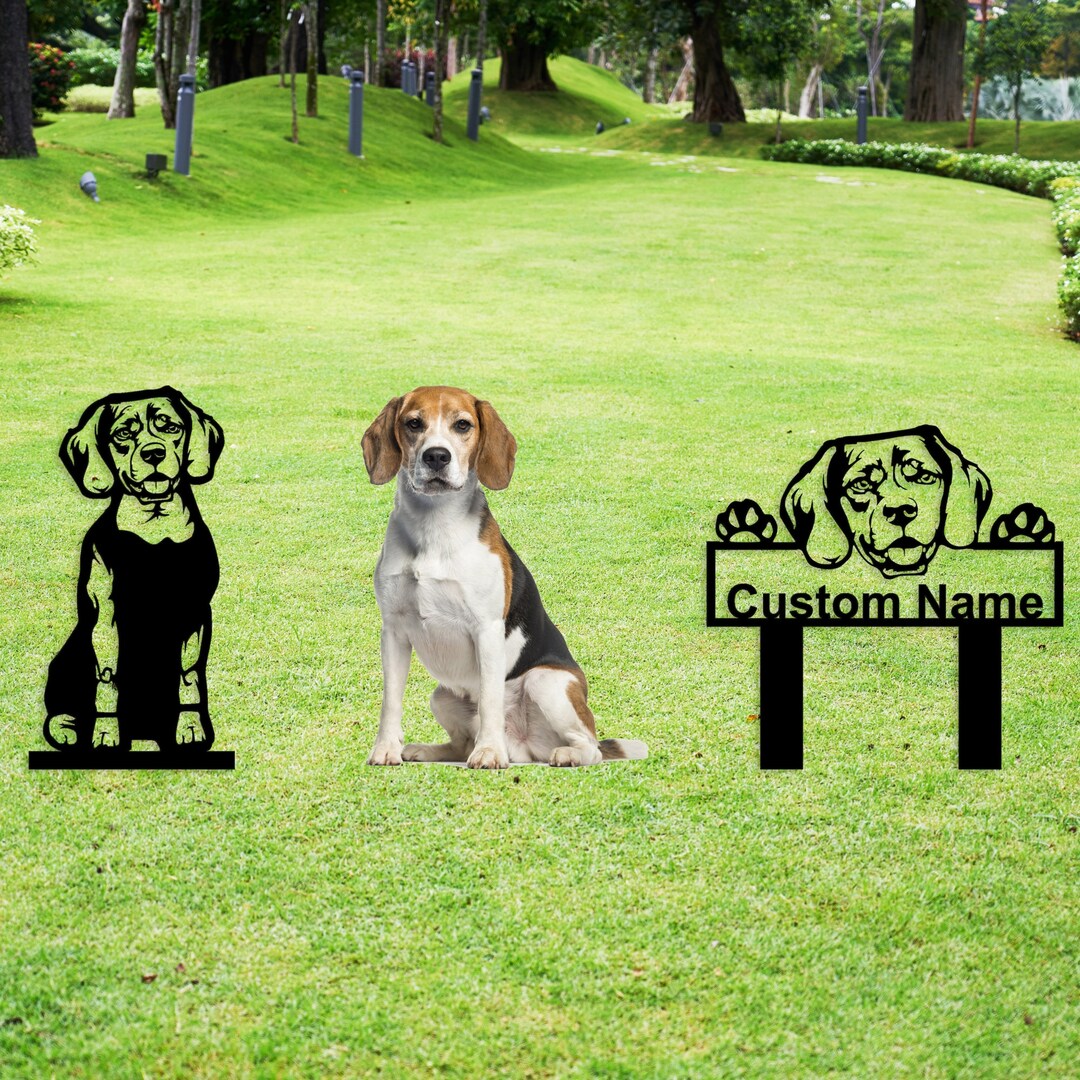 Beagle Dog Metal Garden Decor, Custom Metal Outdoor Sign, Beagle Garden ...