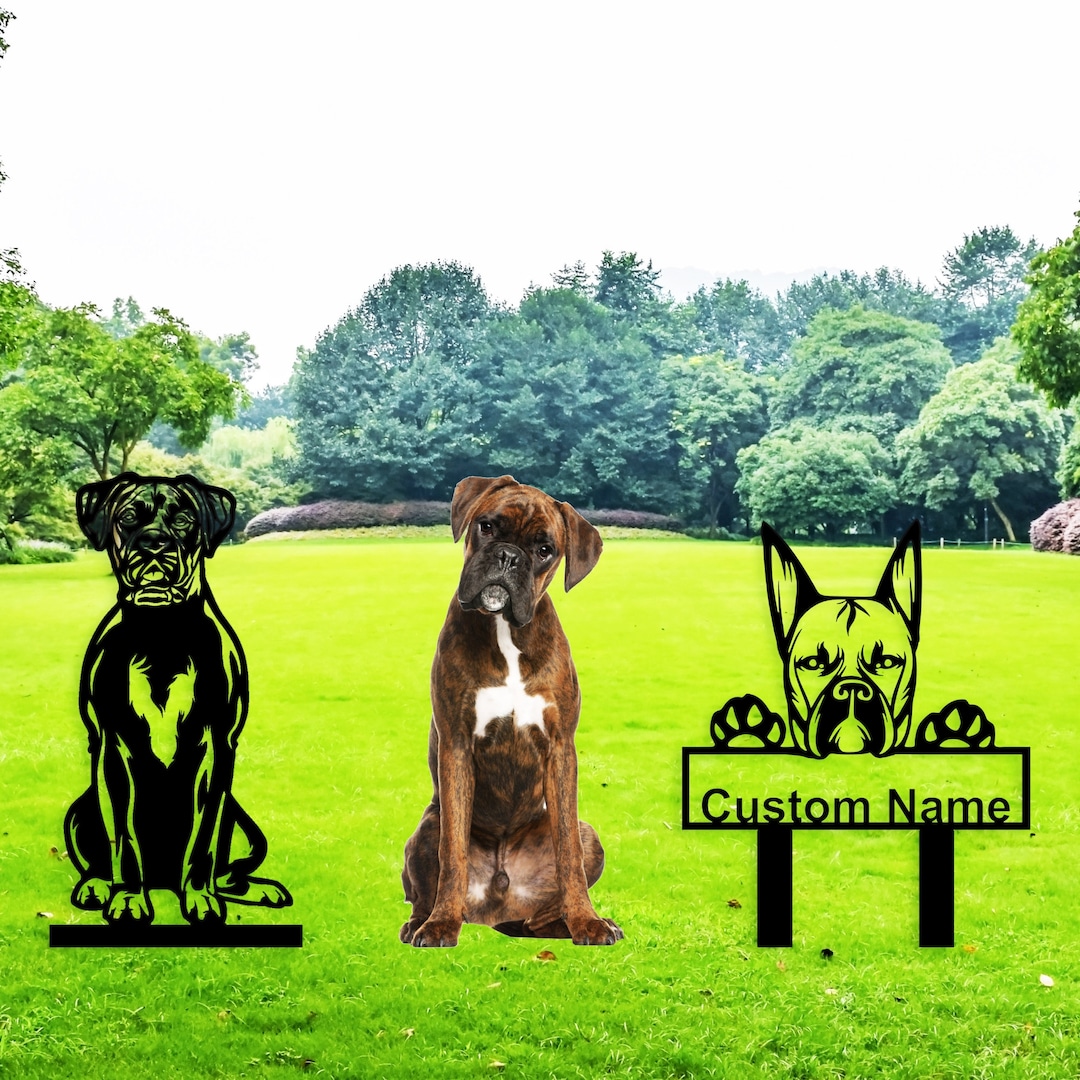 Boxer Dog Metal Outdoor Sign, Custom Dog Portrait, Personalized Dog ...