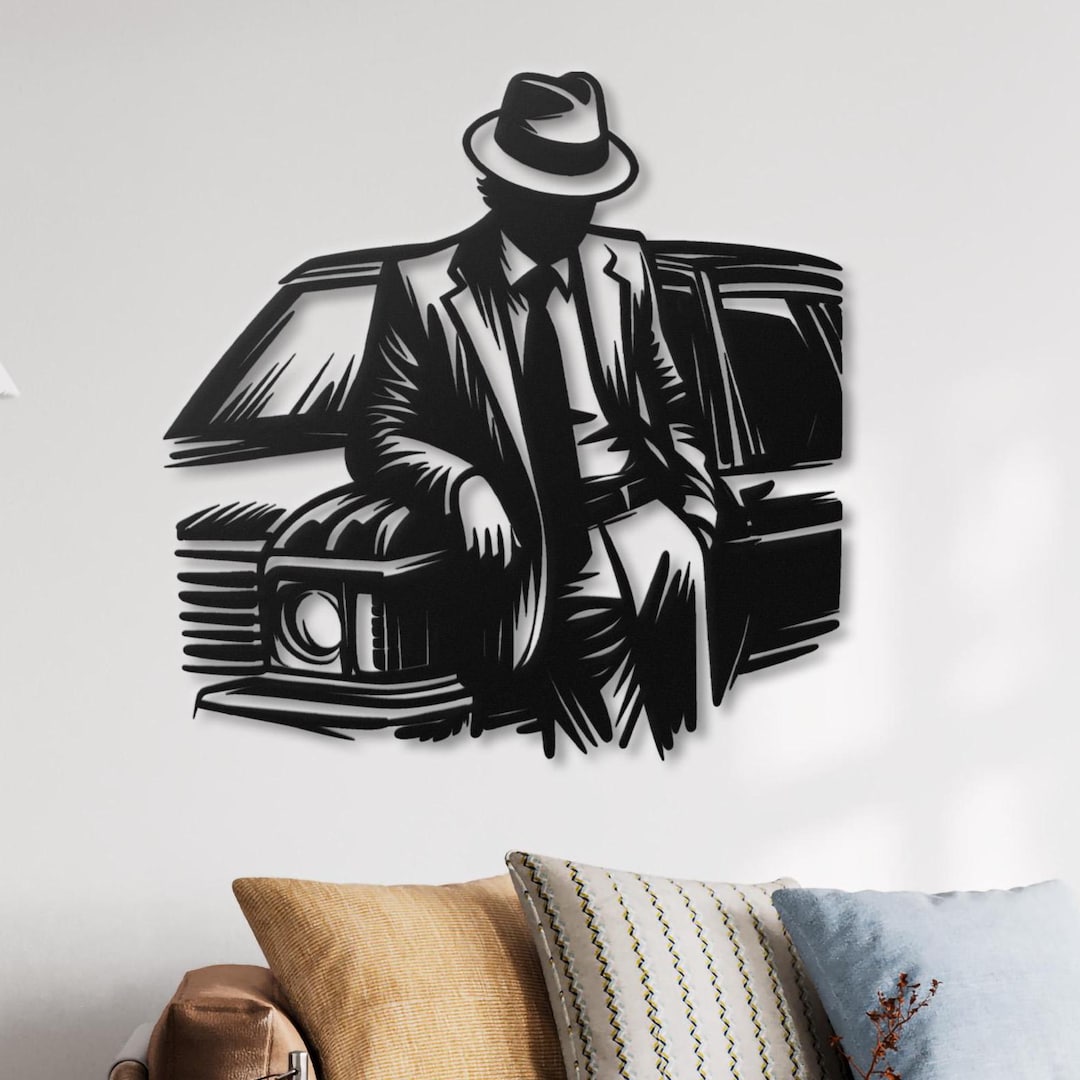 Gangster Metal Wall Art - Vintage Style Decor - Mobster Wall Hanging ...