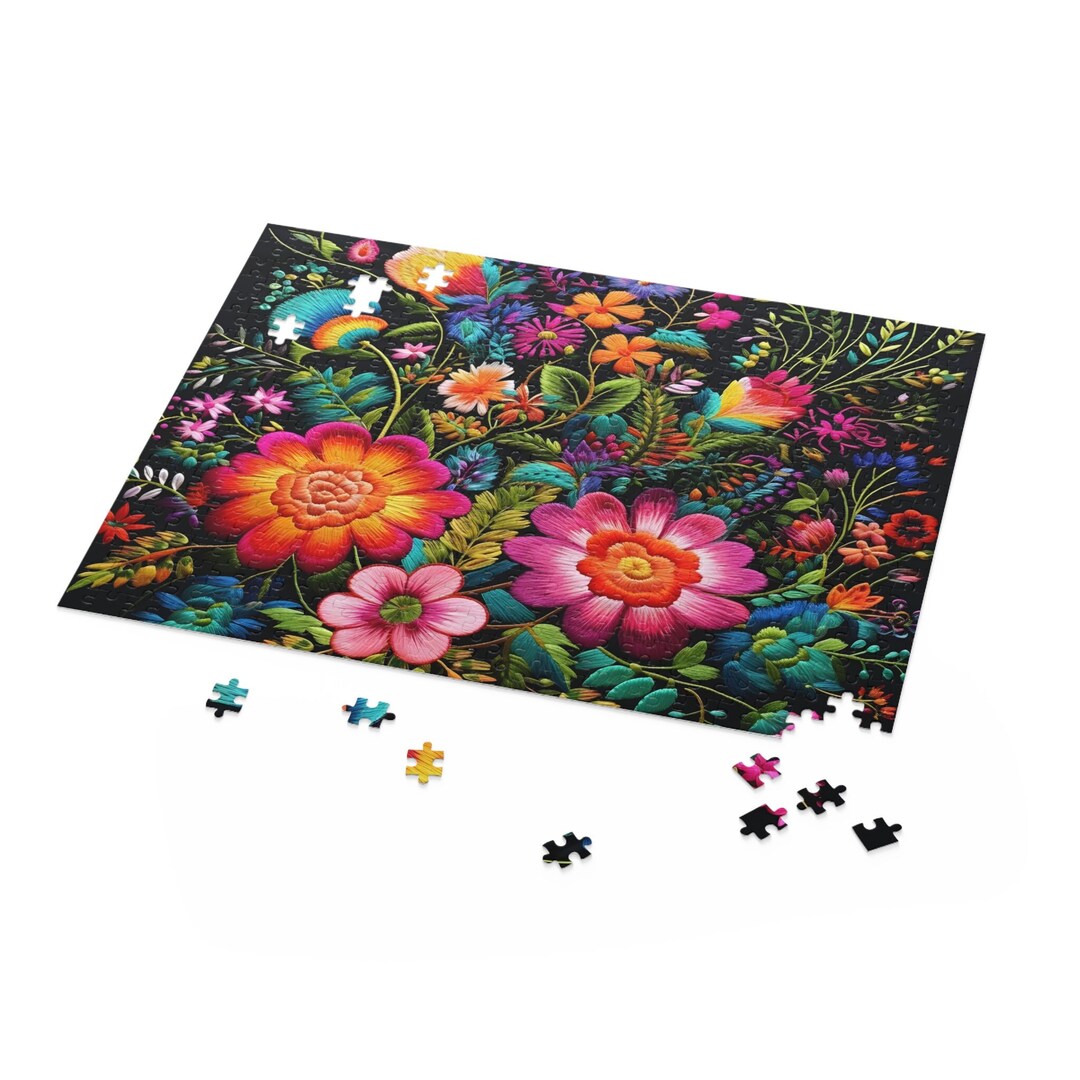 Jigsaw Puzzle Box Embroidery Flowers Art Perfect for Some Family ...