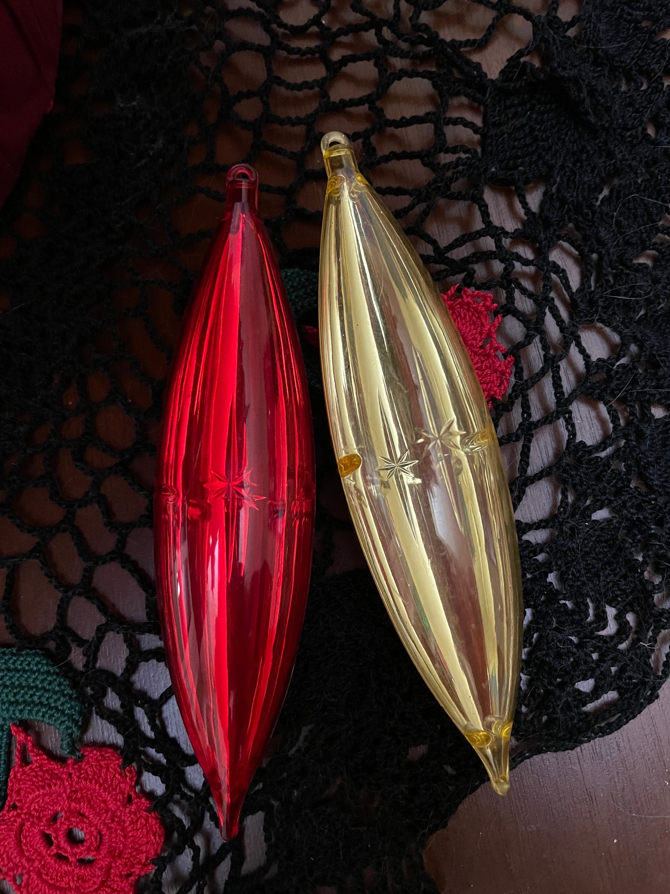 Vintage Glass Christmas Tree Ornaments. Round. Indented. Tear Drop ...