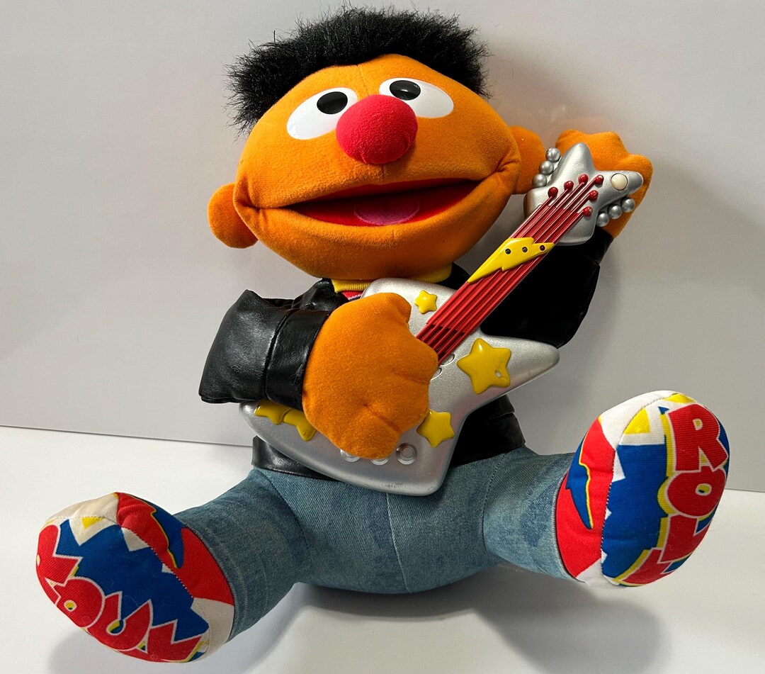 Rock & Roll Ernie Animated Sesame Street Plush Moves and Sings Vintage ...