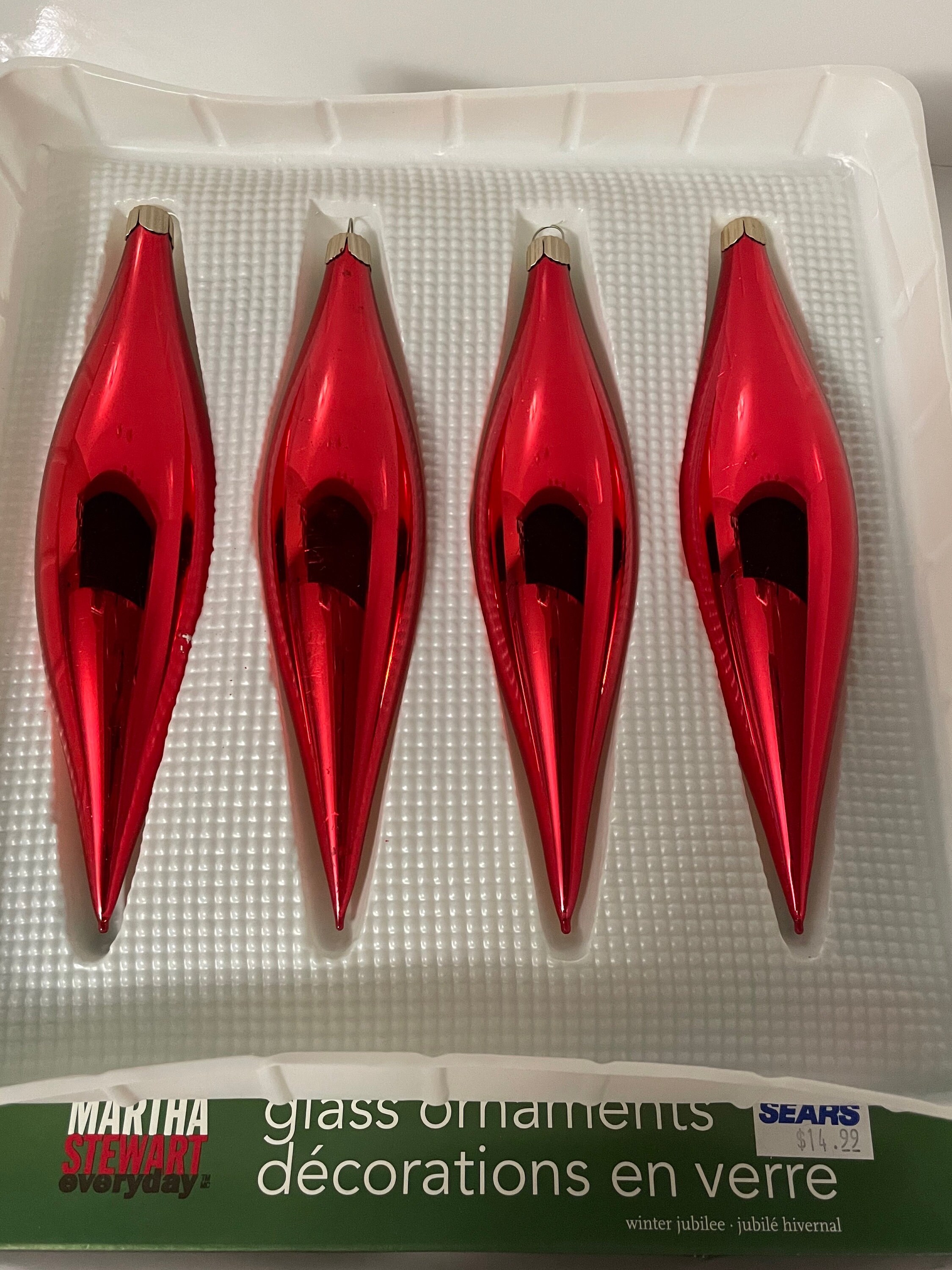 Vintage Glass Christmas Tree Ornaments Round Indented Tear Drop Painted ...