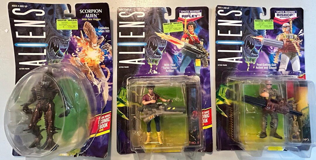 Kenner Aliens Bishop Android Space Marine Lt Ripley Scorpion Alien With ...