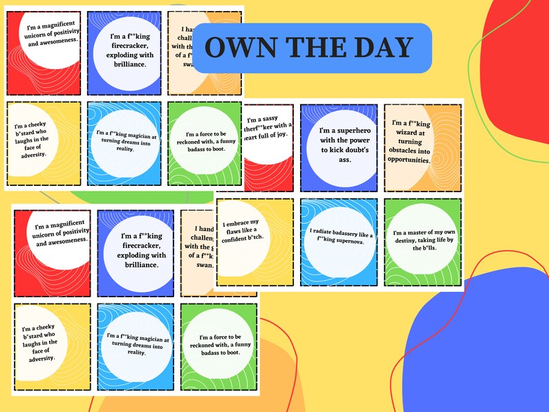 Swear Word Affirmation Cards Digital, English Affirmation Cards ...