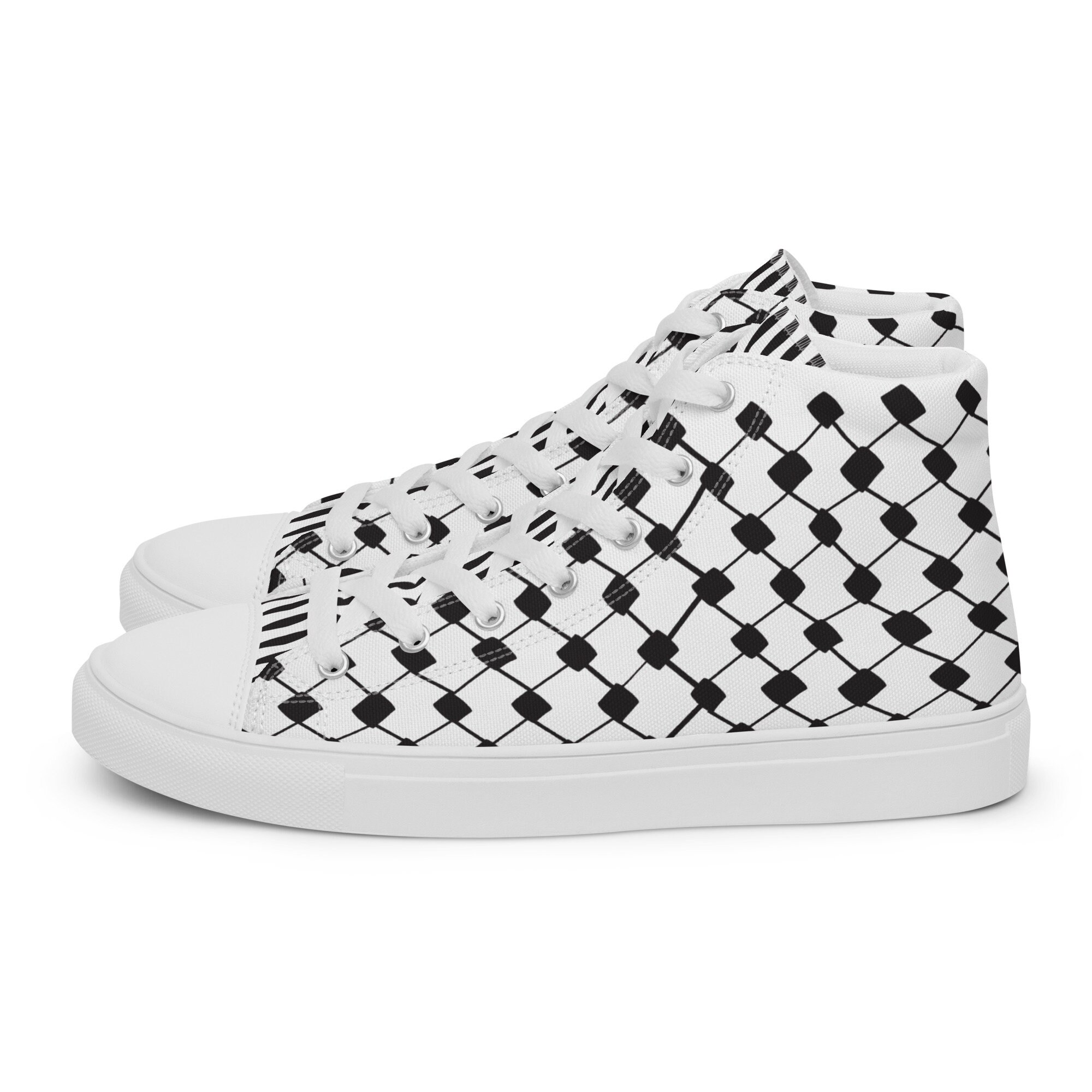 Arabic Palestine Keffiyeh كوفـيـة Pattern Men’s High Top Canvas Shoes ...