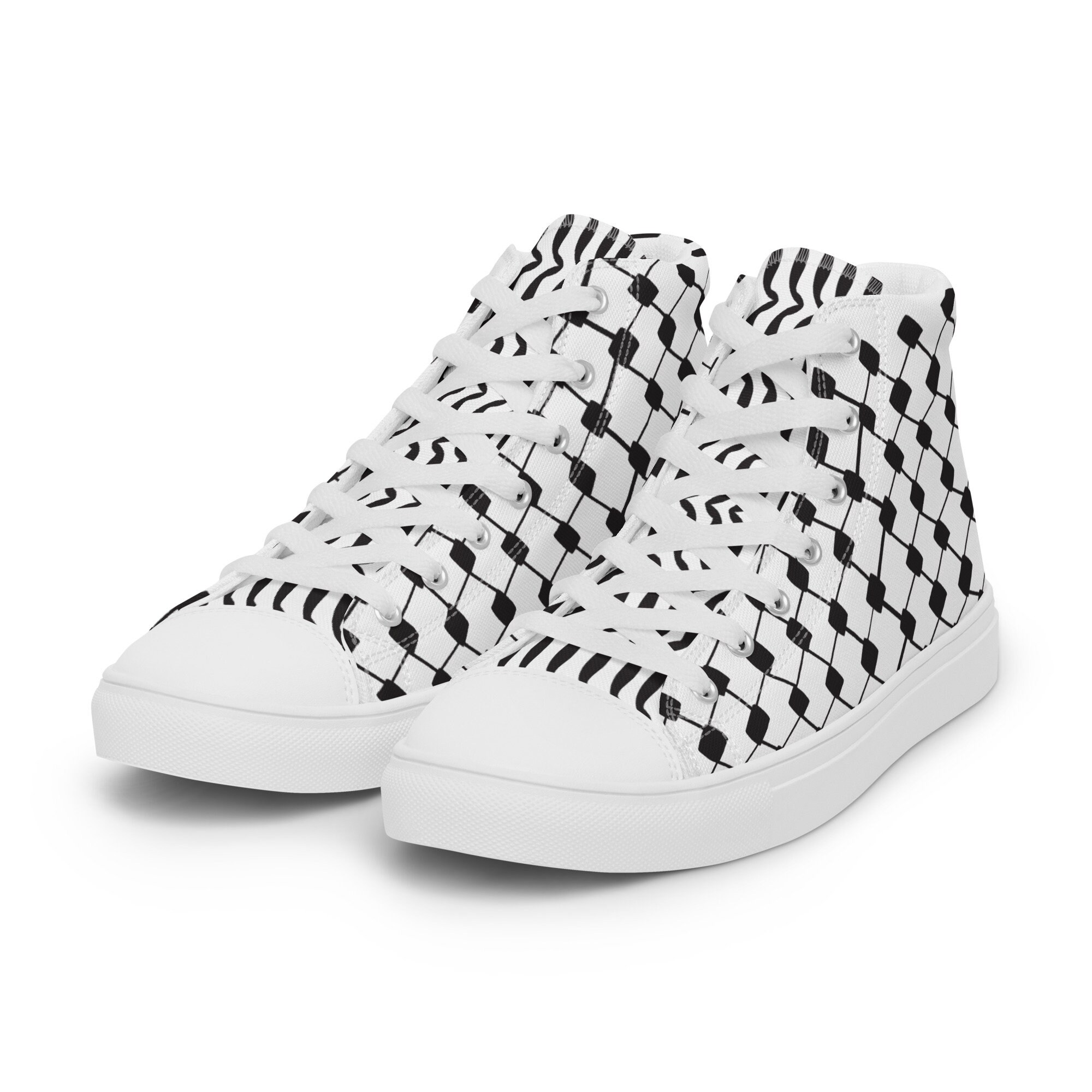 Arabic Palestine Keffiyeh كوفـيـة Pattern Men’s High Top Canvas Shoes ...