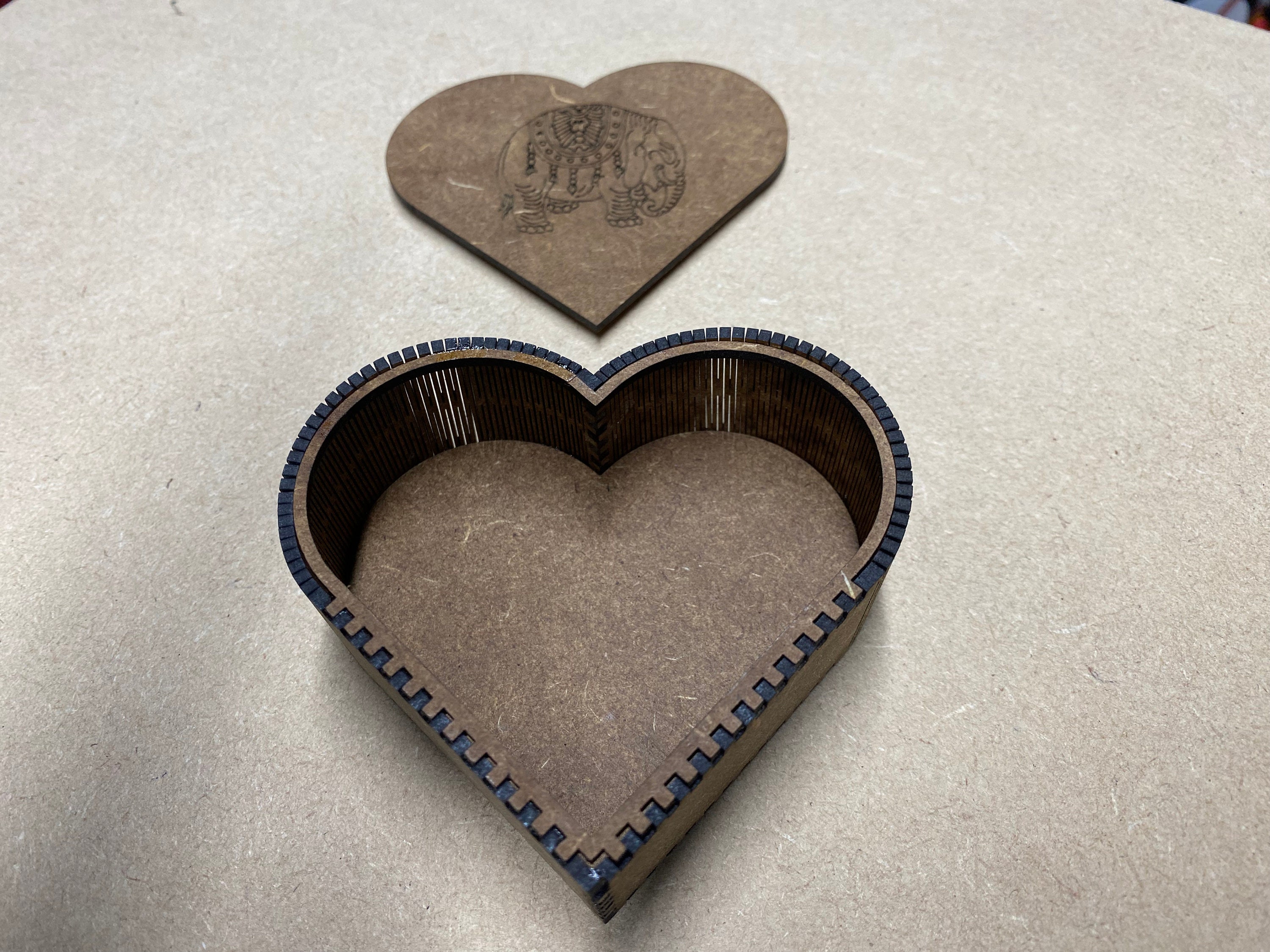 Laser Cut File for Making a Small Heart Shaped Box With Flex Corners It ...