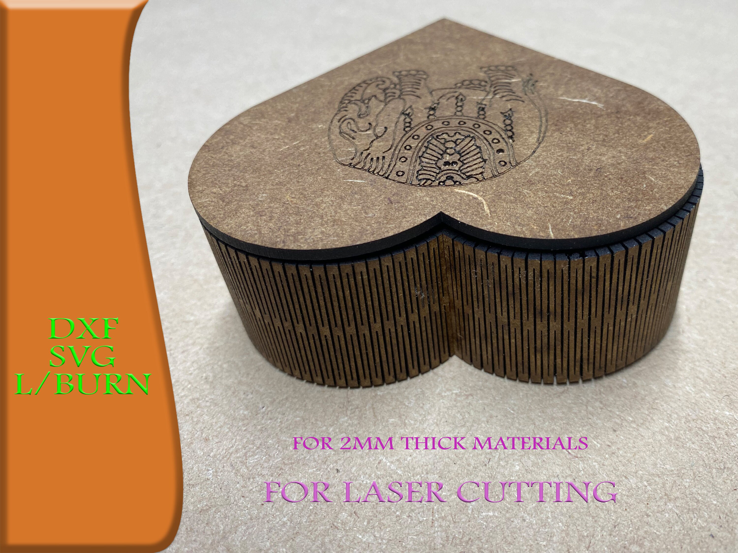 Laser Cut File for Making a Small Heart Shaped Box With Flex Corners It ...