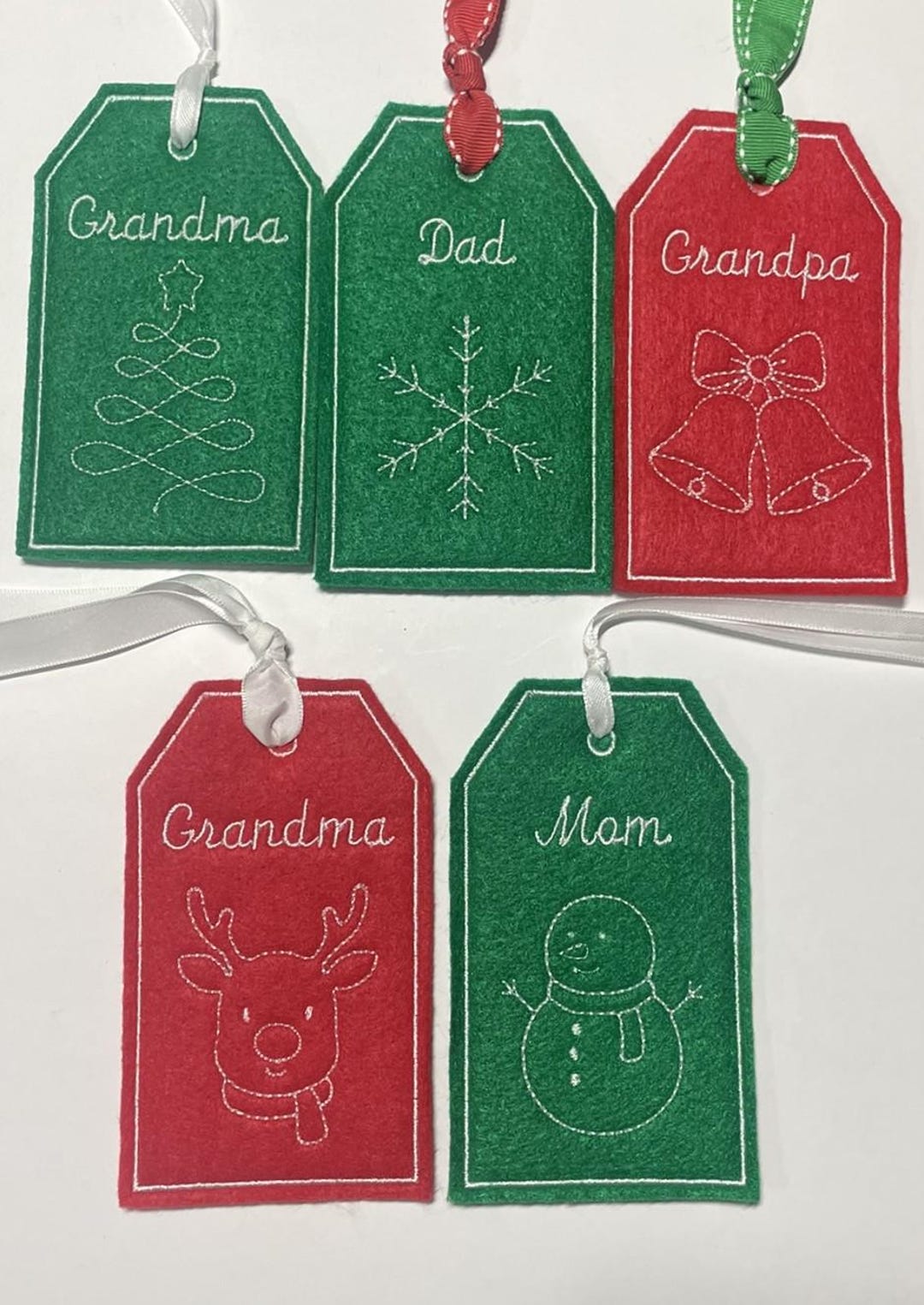 Personalized Embroidered Felt Christmas Gift Tags – Sturdy, Reusable ...