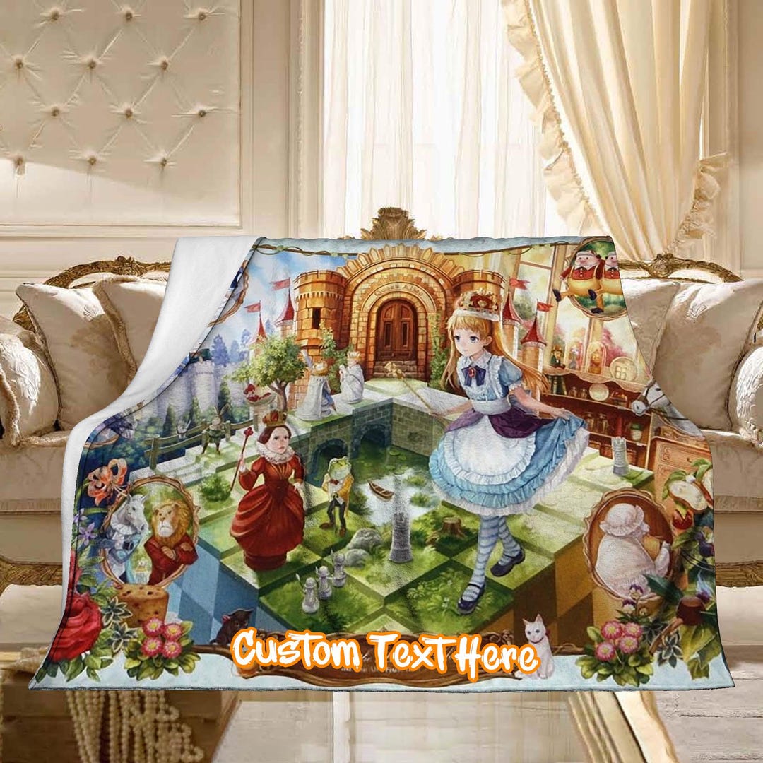 Custom Name Alice in Wonderland Blanket Custom Monogram Name Blanket ...