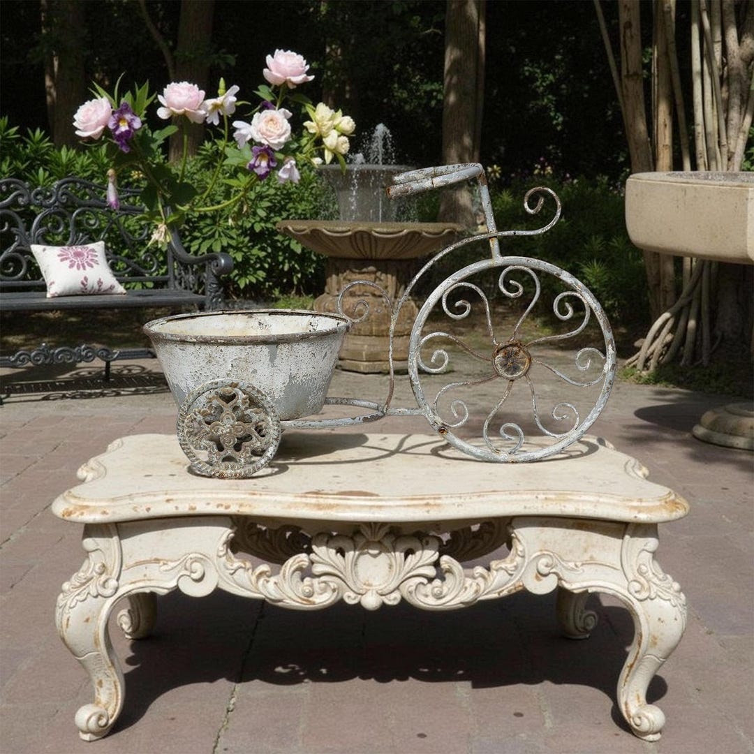 Vintage Wrought Iron Bicycle Flower Pot A Dreamy Art Piece for Your ...