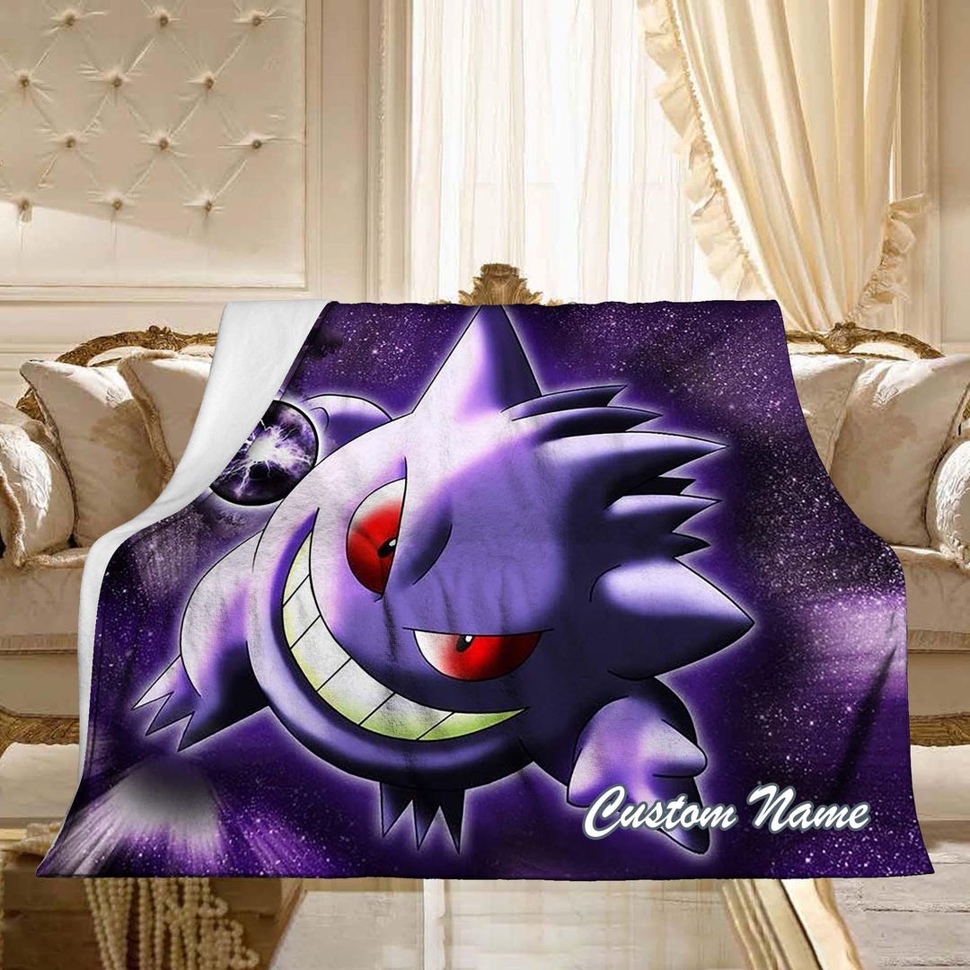 Custom Name Gengar Photo Blanket Personalized Photo Blanket Baby ...