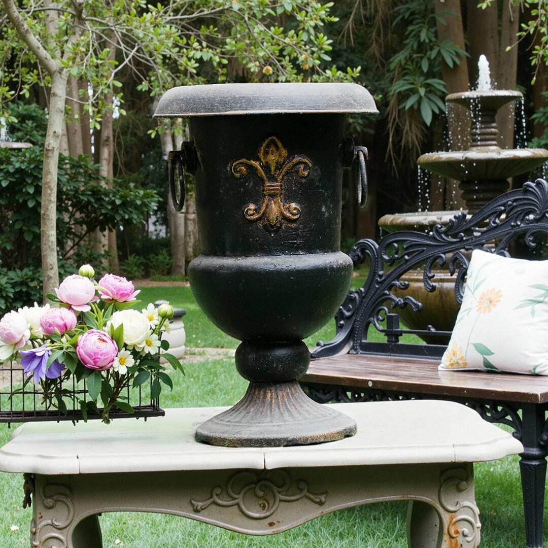 European Style Vintage Cast Iron Flower Urn a Luxurious Artistic ...
