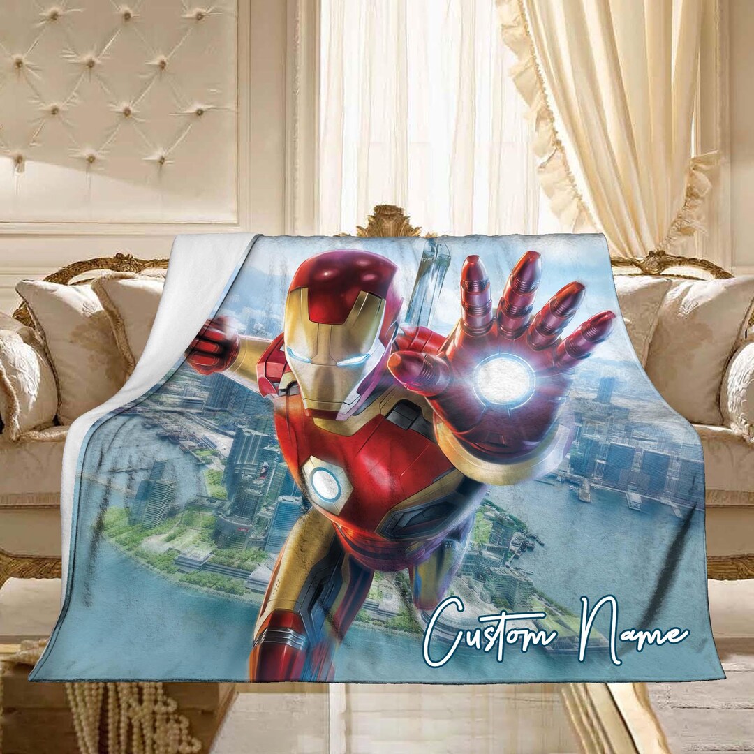 Custom Name Iron Man Blanket Personalized Photo Blanket Custom Family ...