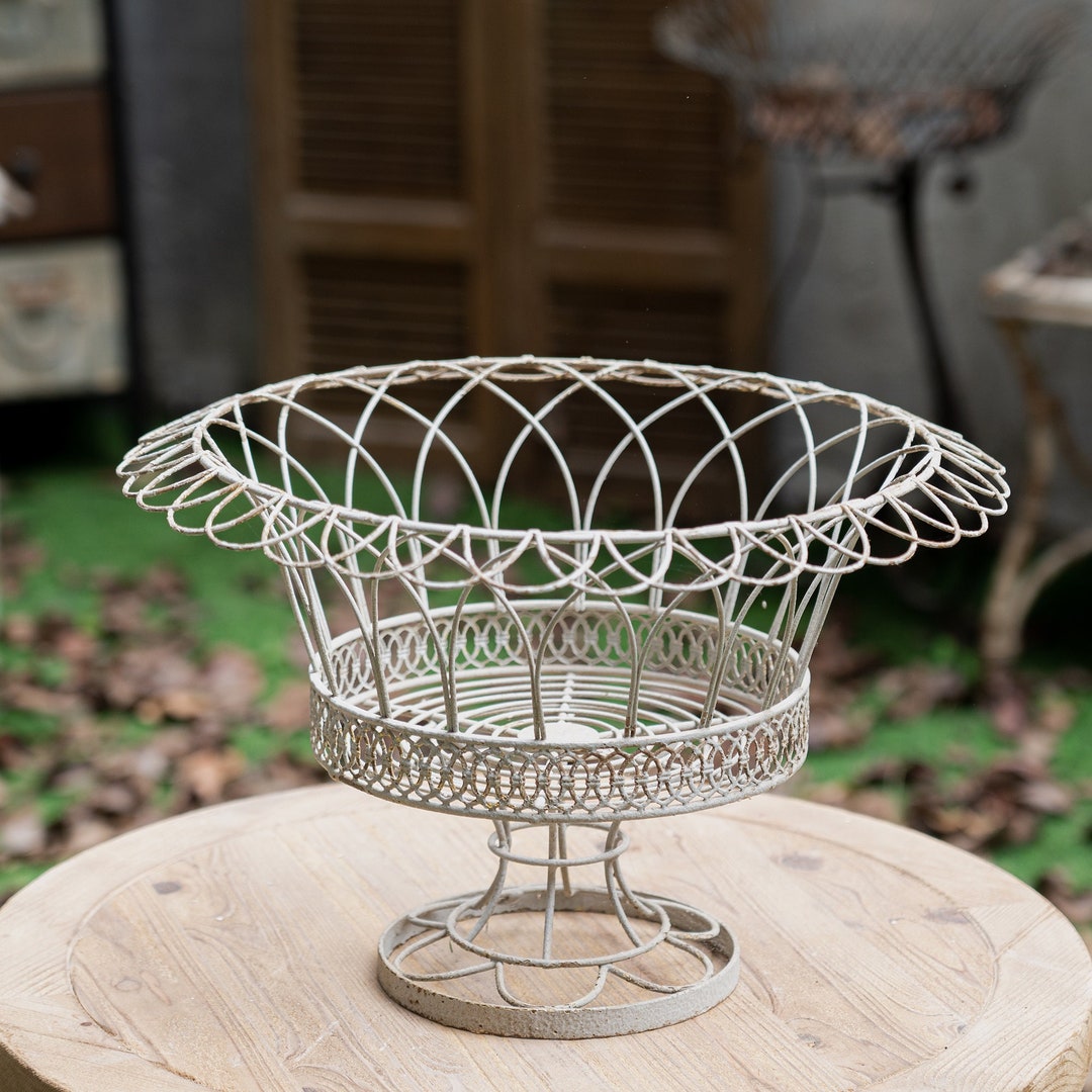 Vintage Wire Urn Planter Antique Metal Plant Holder Rustic Storage ...