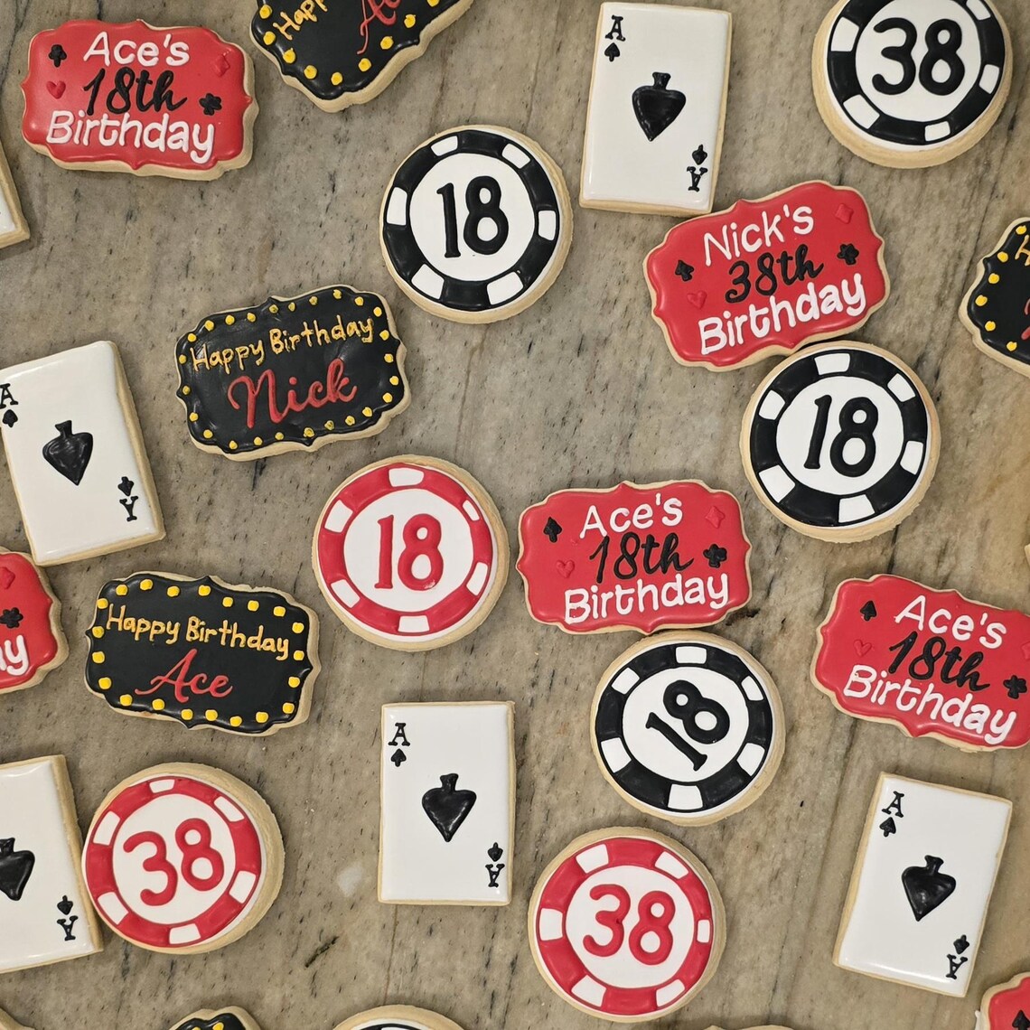 Casino Poker Themed Milestone Birthday Decorated Cookies - Etsy