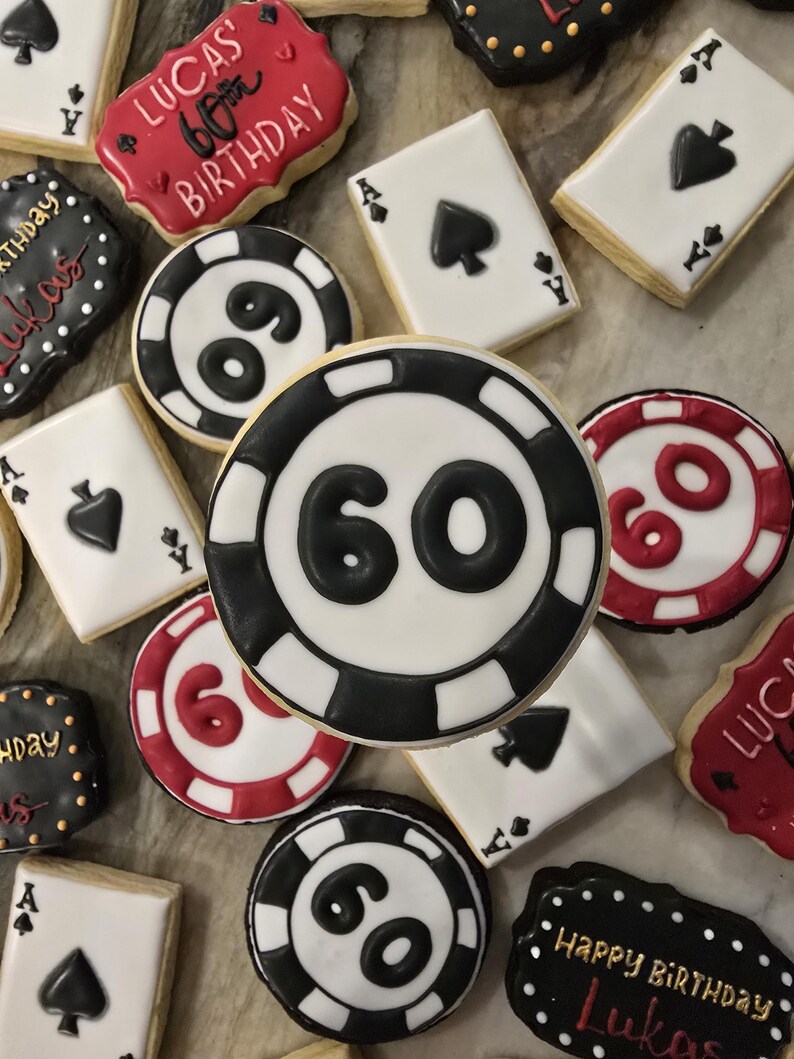 Casino Poker Themed Milestone Birthday Decorated Cookies - Etsy