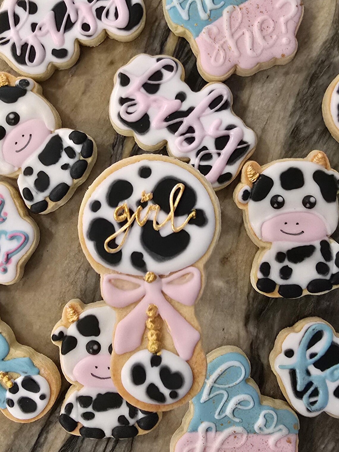 Baby Shower Gender Reveal Cow Theme Decorated Cookies - Etsy